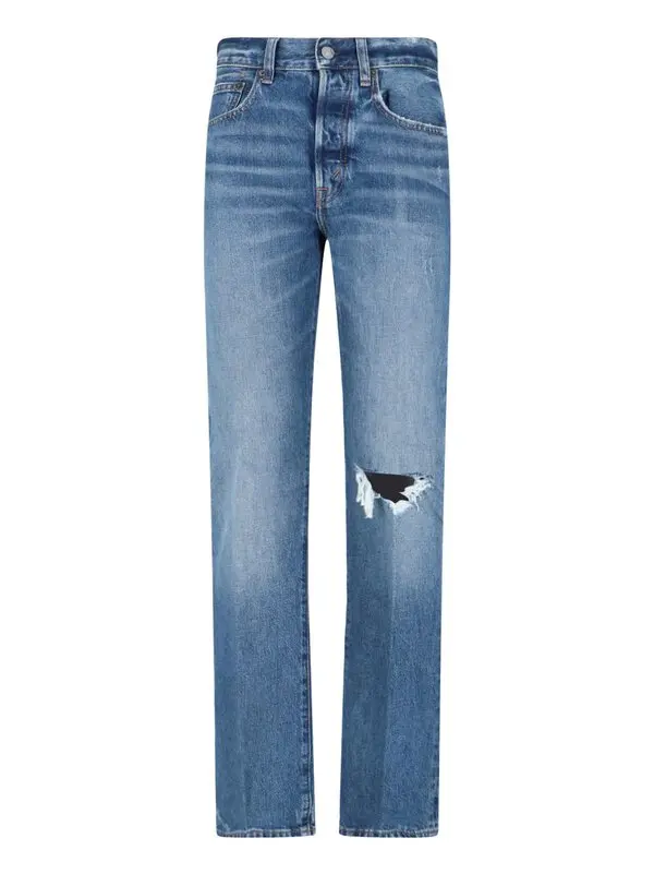 Polo Ralph Lauren Distressed Straight-leg Jeans - Blue