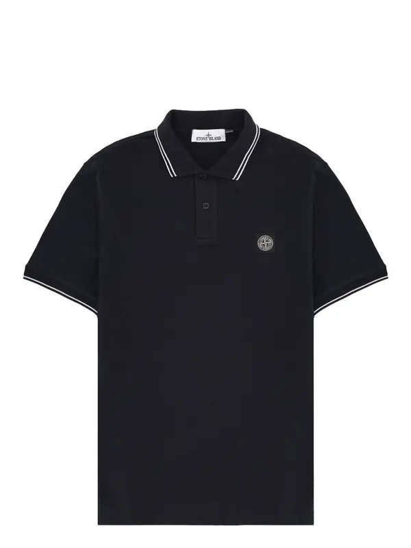 Stone Island Short Sleeve Polo Shirt With Tipped Trim - Blue