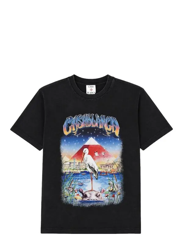 Casablanca Graphic Cotton T-shirt - Black