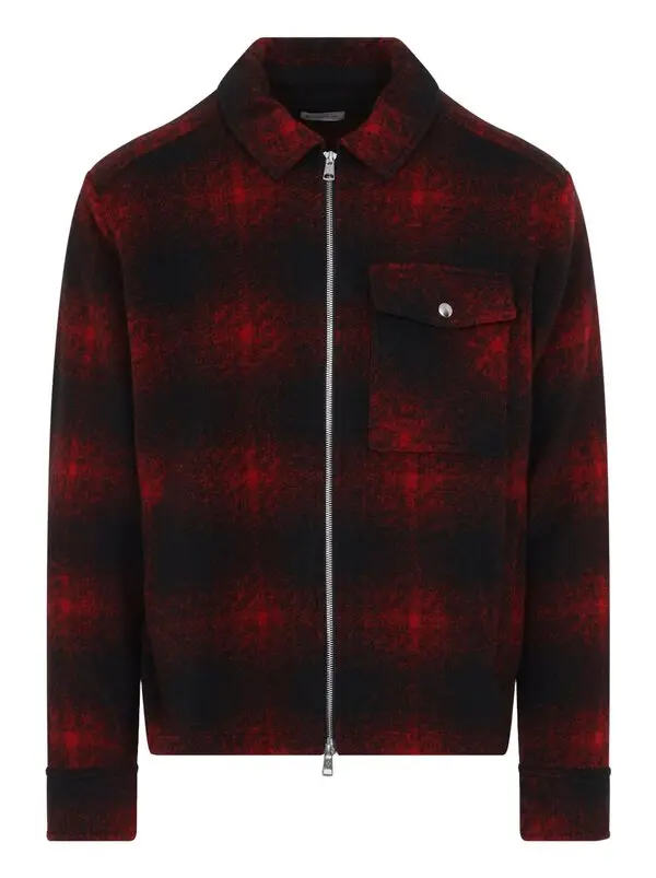 Moncler Zip-front Plaid Overshirt - Red