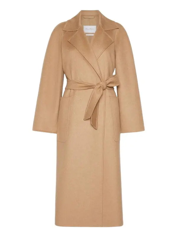Max Mara Camel Patch Pocket Raglan Belted Coat - Beige