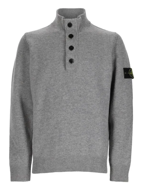 Stone Island Wool Blend Half-zip Henley Sweater - Grey