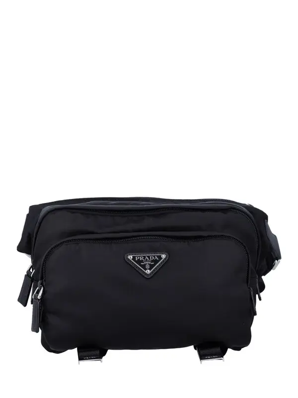 Prada Nylon Belt Bag With Logo Patch - Nero