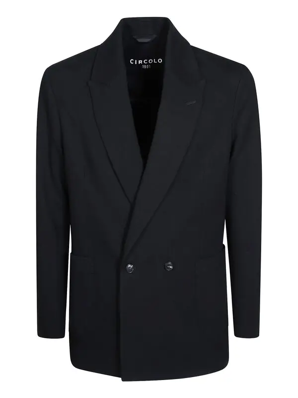 CIRCOLO 1901 Double Breasted Cotton Blend Sweatshirt Jacket - Nero
