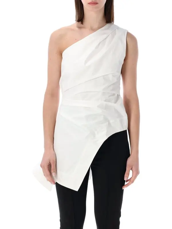 RÓHE One-shoulder Asymmetrical Cotton Top - White