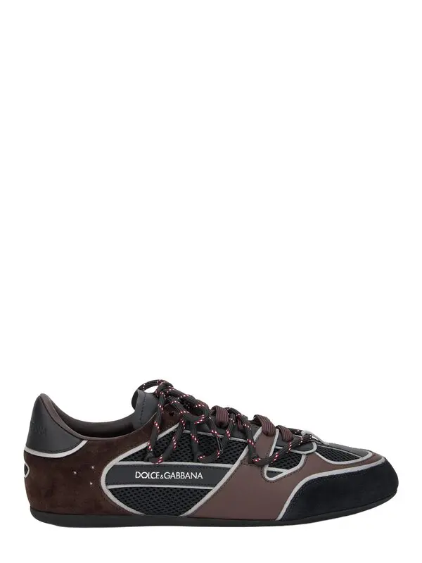 Dolce & Gabbana Suede-trimmed Leather & Fabric Lace-up Sneakers - Brown