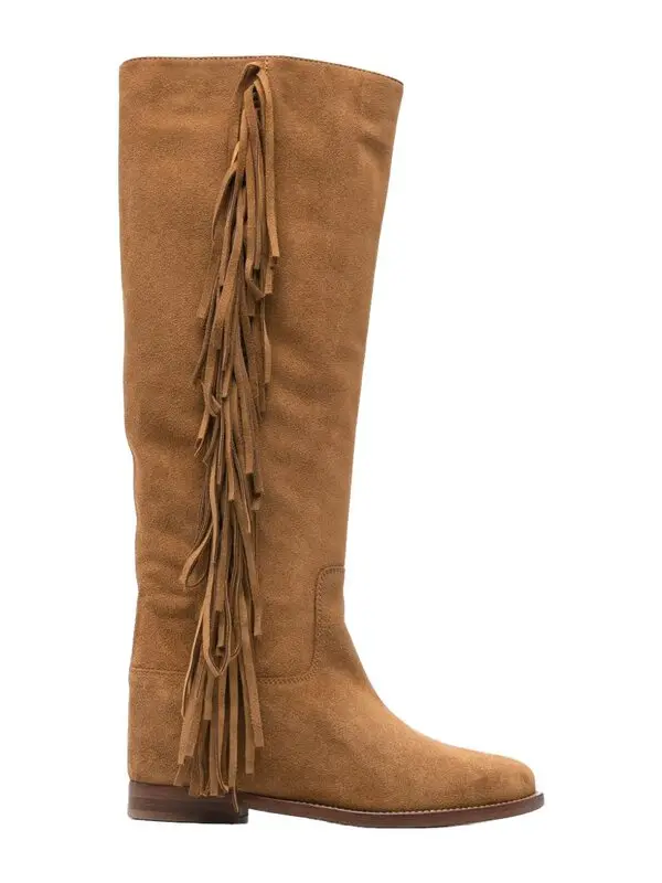 VIA ROMA 15 Knee-high Fringe Boots - Brown