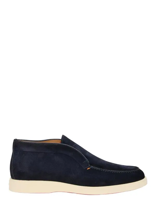 Santoni Suede Slip-on Shoes - Blue
