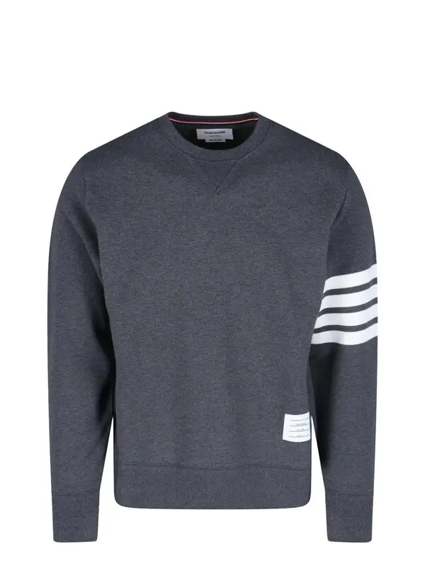 Thom Browne Crewneck Sweatshirt With Sleeve Stripe Detail - Grey