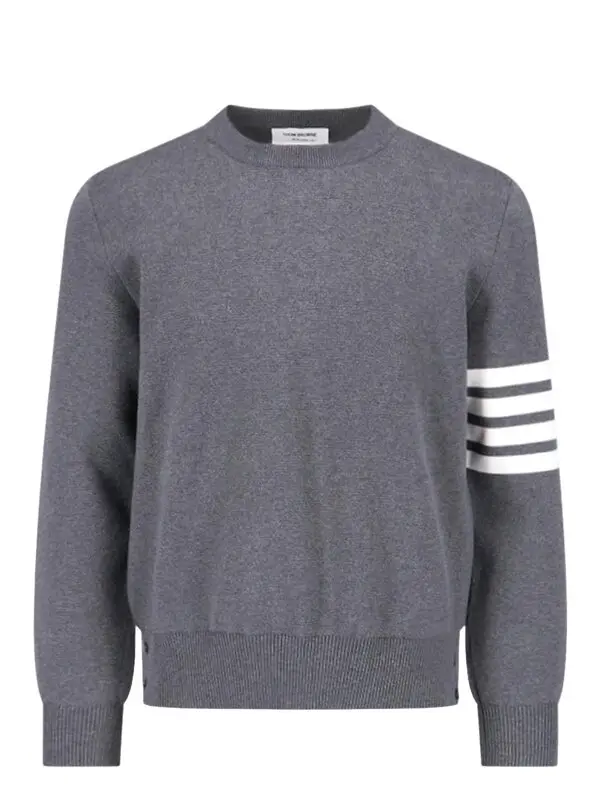 Thom Browne Striped Sleeve Crewneck Sweater - Grey