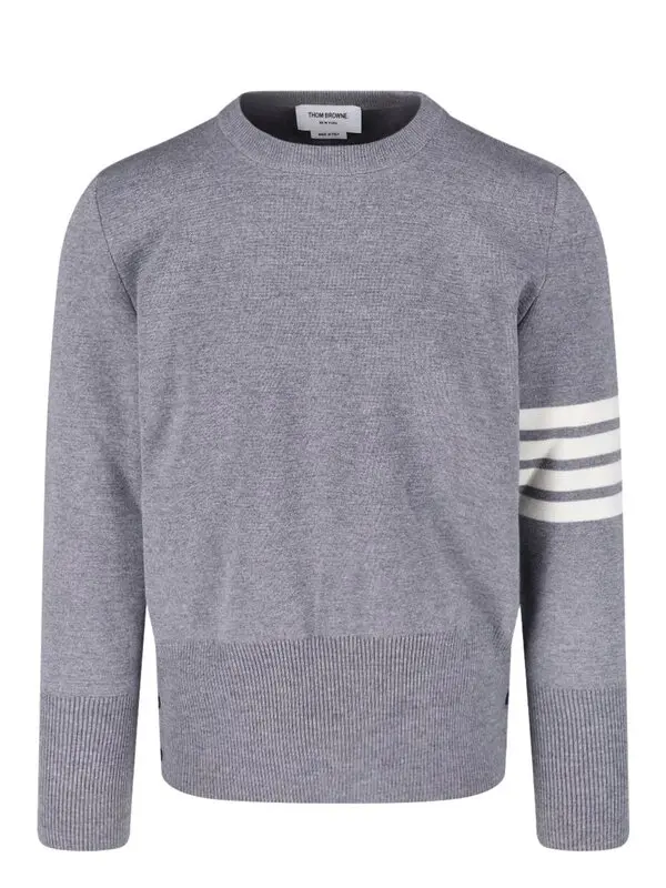 Thom Browne Striped Sleeve Crewneck Sweater - Grey