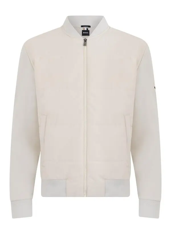 BOSS Minimalist Zip-collar Puffer Jacket In Cotton Blend - Sand