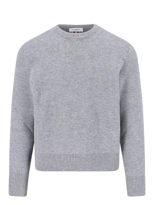 Thom Browne Crewneck Fine Knit Sweater - Grey