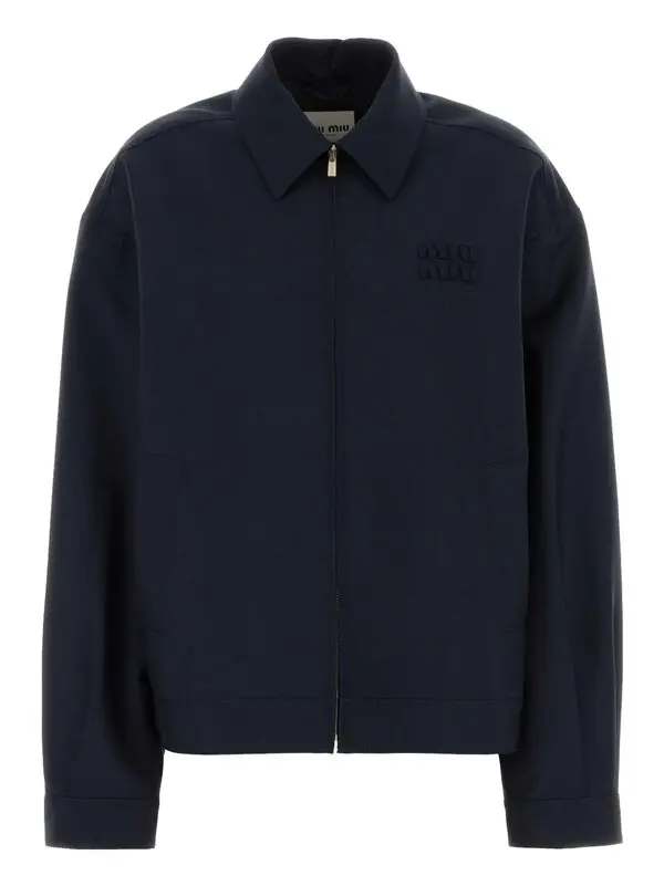 Miu Miu Miu Style Mohair-blend Jacket With Structured Fit - Blue