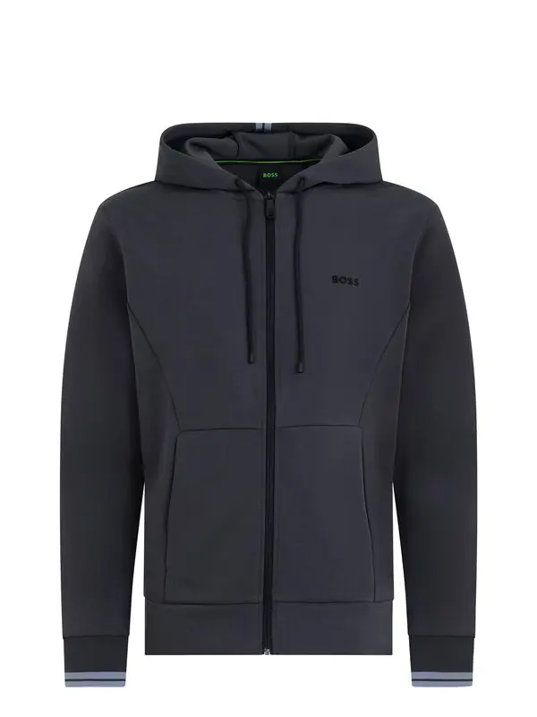 BOSS Zip-up Cotton Blend Hoodie - Grey