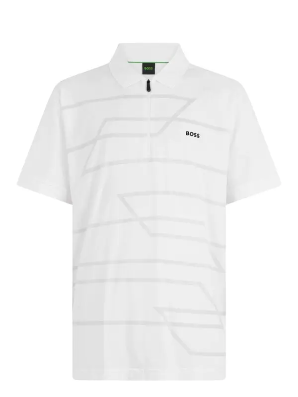 BOSS High-quality Cotton Polo Shirt With Zip - White