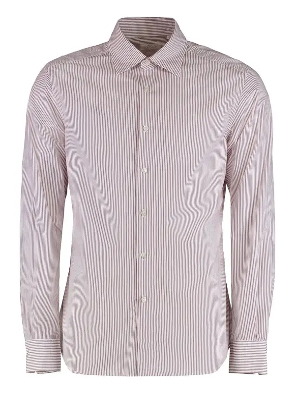 SLOWEAR Striped Long-sleeve Cotton Shirt - Red
