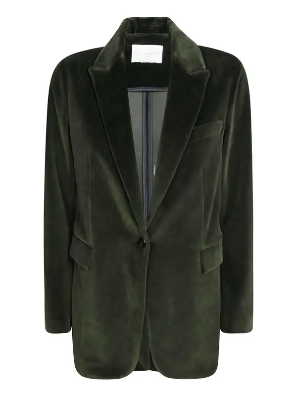 CIRCOLO 1901 Smooth Velvet Tailored Blazer - Verde