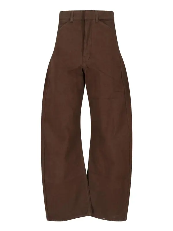 LEMAIRE High-waist Wide-leg Cotton Trousers - Brown
