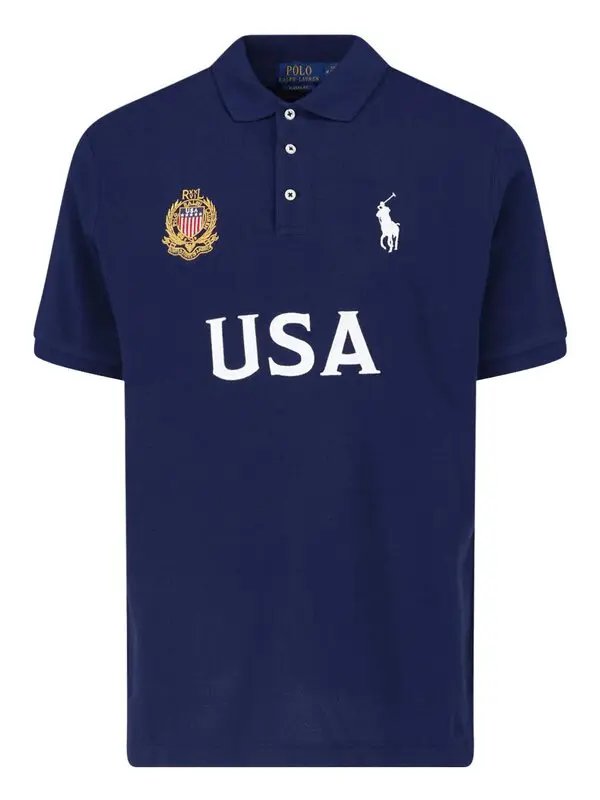 Polo Ralph Lauren Embroidered Cotton Polo Shirt - Blue