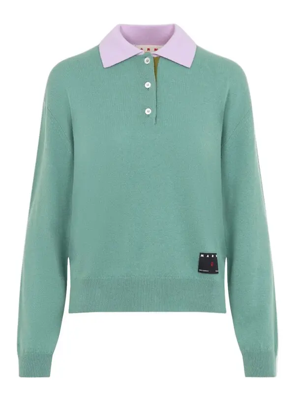 Marni Cashmere Polo Neck Sweater - Green