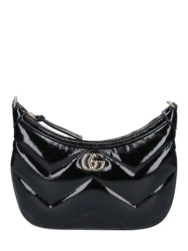 Gucci Patent Quilted Shoulder Bag - Black