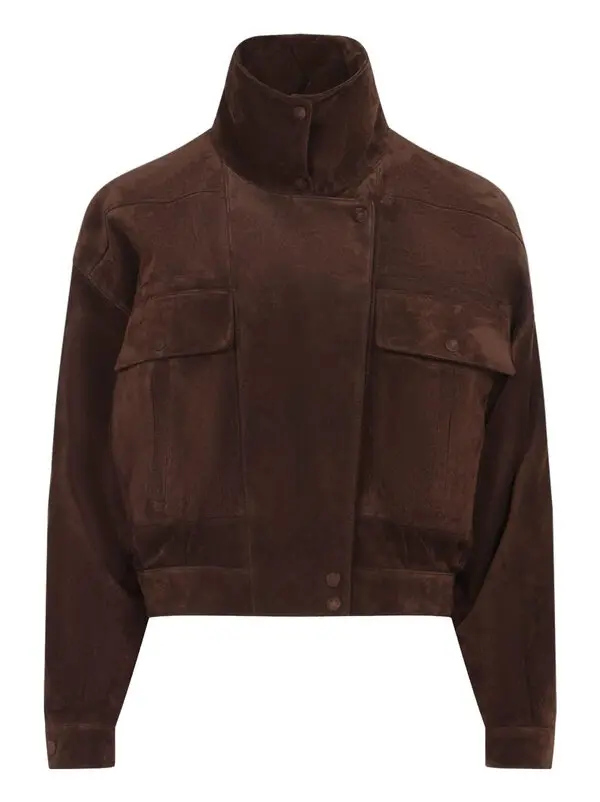 Saint Laurent Boxy Leather Blouson Bomber Jacket - Brown