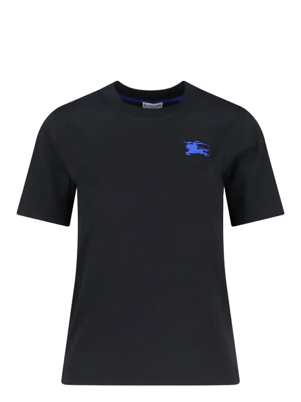 Burberry Short Sleeve Crew Neck T-shirt With Embroidered Logo - Black