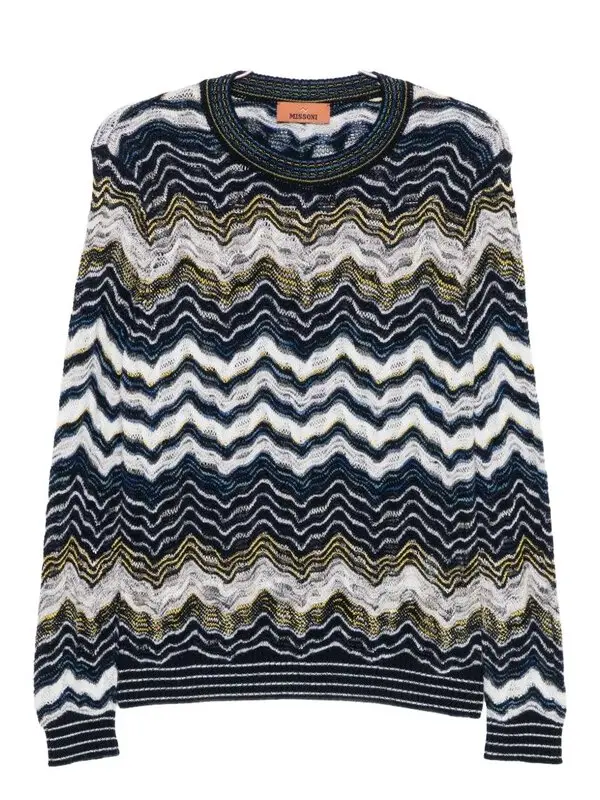 Missoni Zig Zag Motif Wool Sweater - Blue
