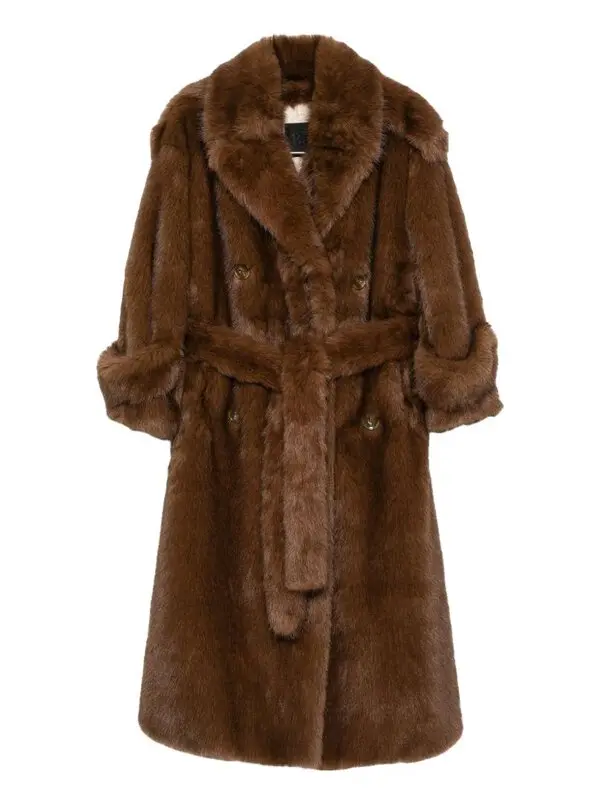 BB COUTURE Farrah Faux Fur Coat - Brown