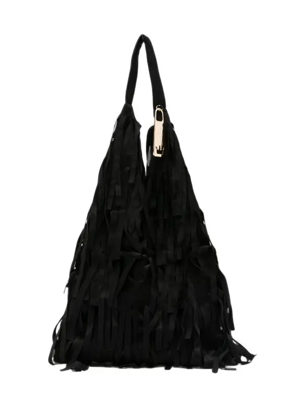 LA MILANESA Aretha Large Shoulder Bag With Fringe Detailing - Black