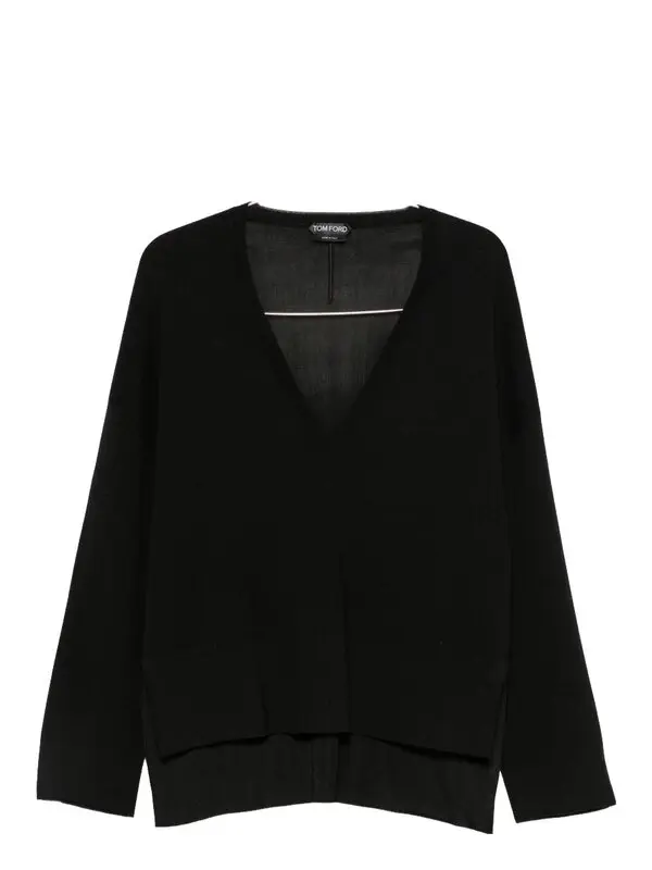 TOM FORD Wool Blend V-neck Sweater - Black