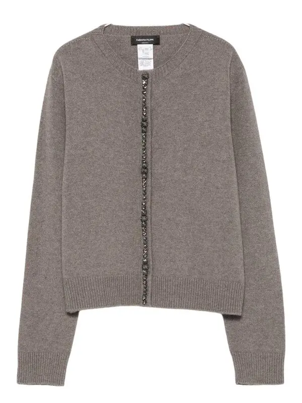 Fabiana Filippi Embellished Wool Cardigan - Brown