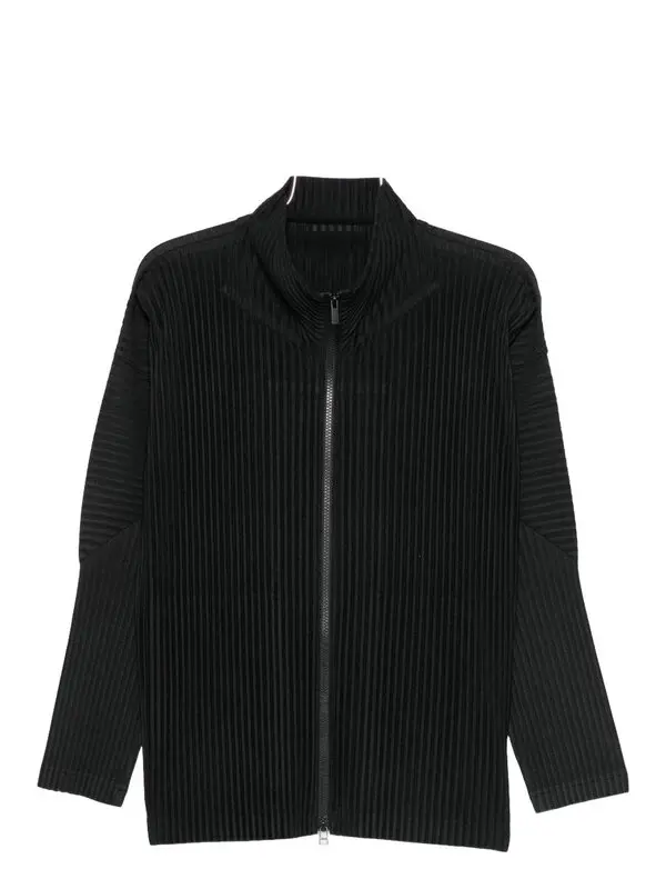 Issey Miyake Pleated Zip-up Shirt - Black