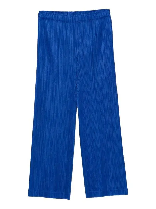 Issey Miyake Pleated Wide-leg Cropped Trousers - Blue
