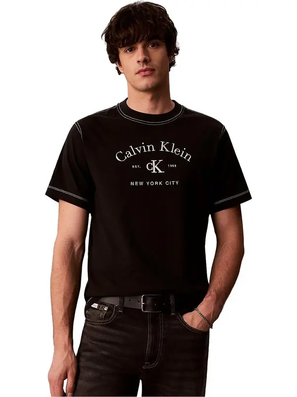 Calvin Klein Varsity Logo Washed Easy Tee - Black
