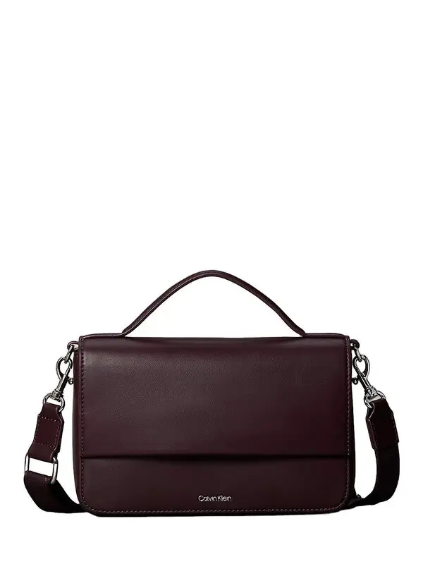 Calvin Klein Signature Logo Strap Flap Phone Crossbody - Fudge