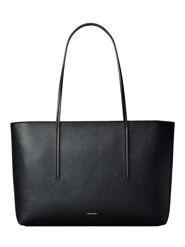 Calvin Klein Embossed Logo Zip Tote Bag - Black