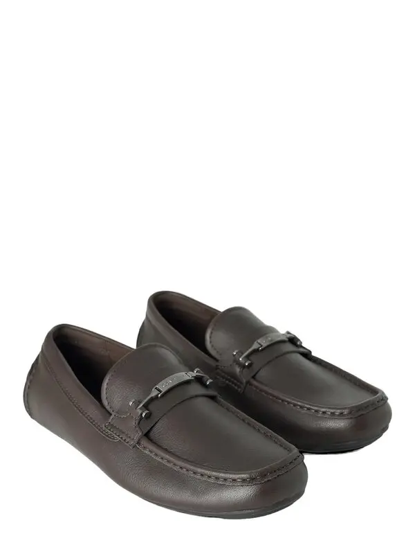 Calvin Klein Oimen Driving Loafers With Signature Hardware - Dark Brown