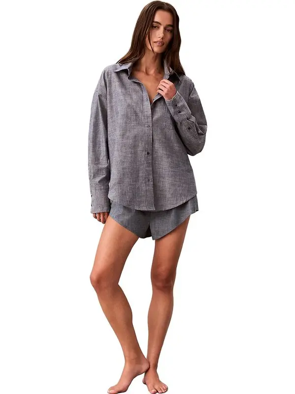 Calvin Klein Chambray Button-down Sleep Shirt - Indigo