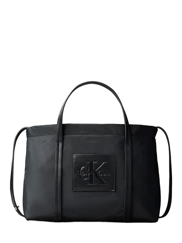 Calvin Klein Nylon Small Tote Crossbody Bag - Black