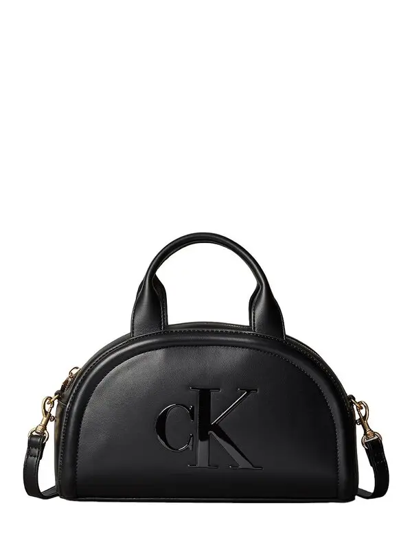 Calvin Klein Monogram Mini Dome Bauletto Bag - Black