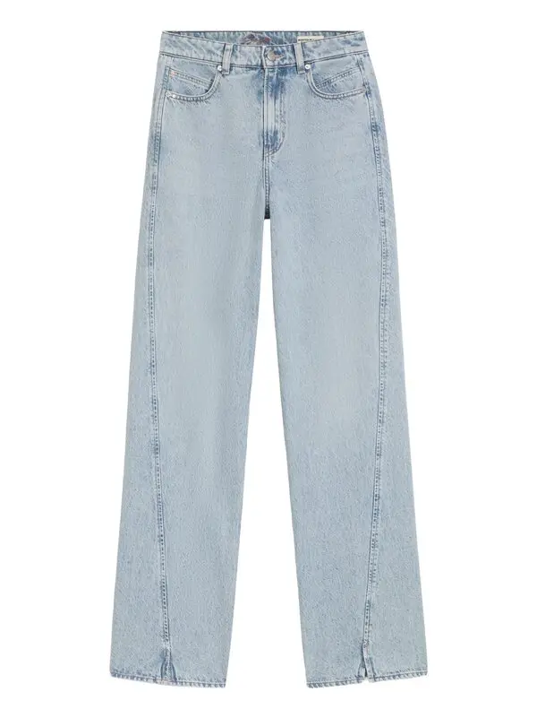 BOSS High-rise Wide-leg Jeans With Contrast Stitching - Light Blue