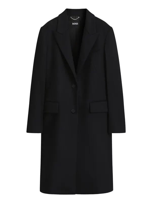 BOSS Single-breasted Wool Formal Coat - Dark Blue