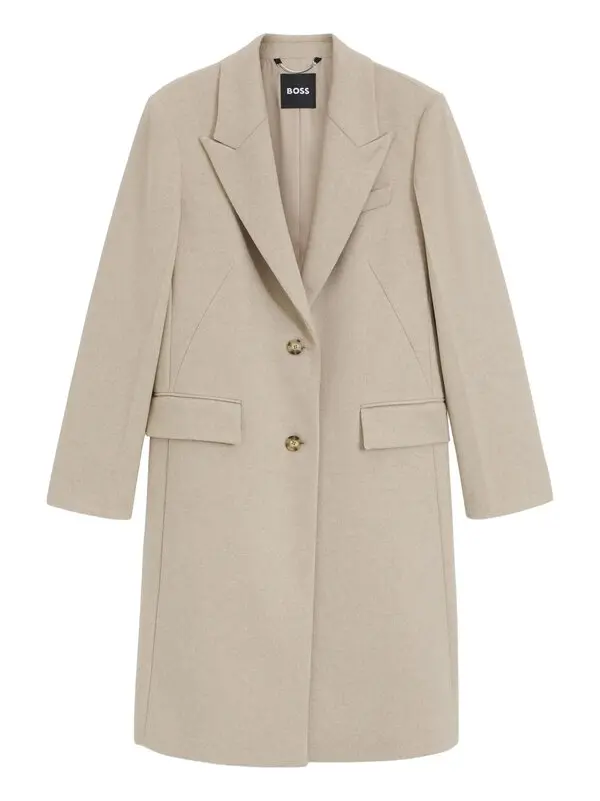 BOSS Single-breasted Formal Wool Coat - White