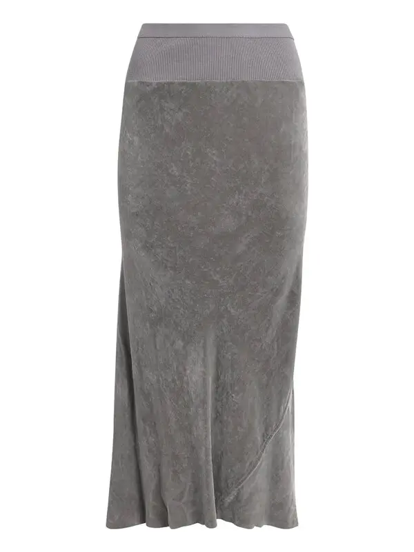 Rick Owens Velvet Midi Slip Skirt - Grey