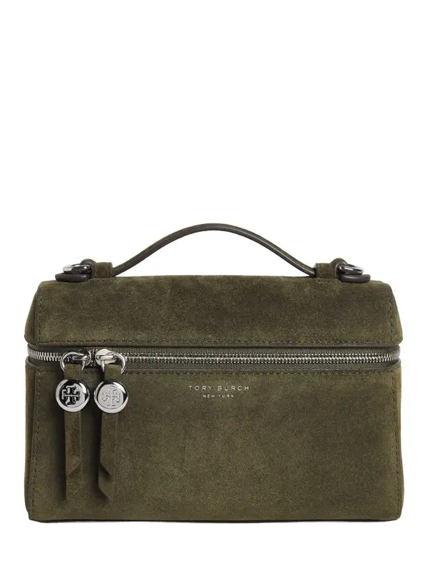 Tory Burch Suede Romy Clutch Bag - Brown