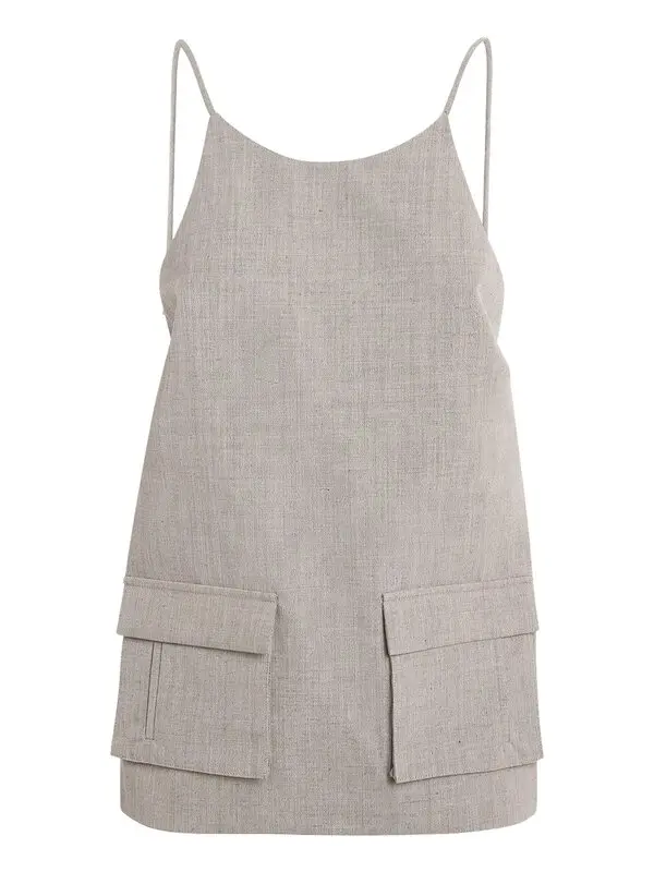 ST. AGNI Backless Utility Sleeveless Top With Patch Pockets - Beige