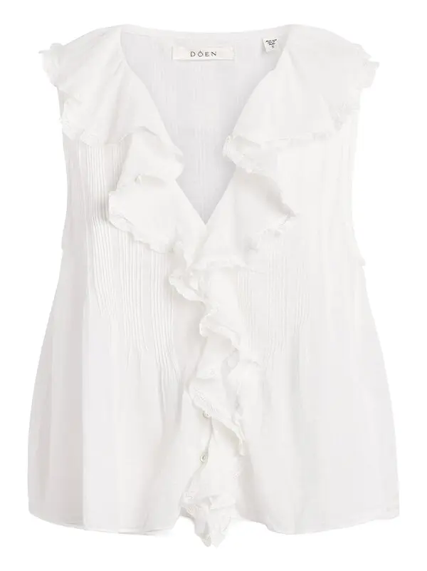 DÔEN Organic Cotton Hilda Ruffle Top - White