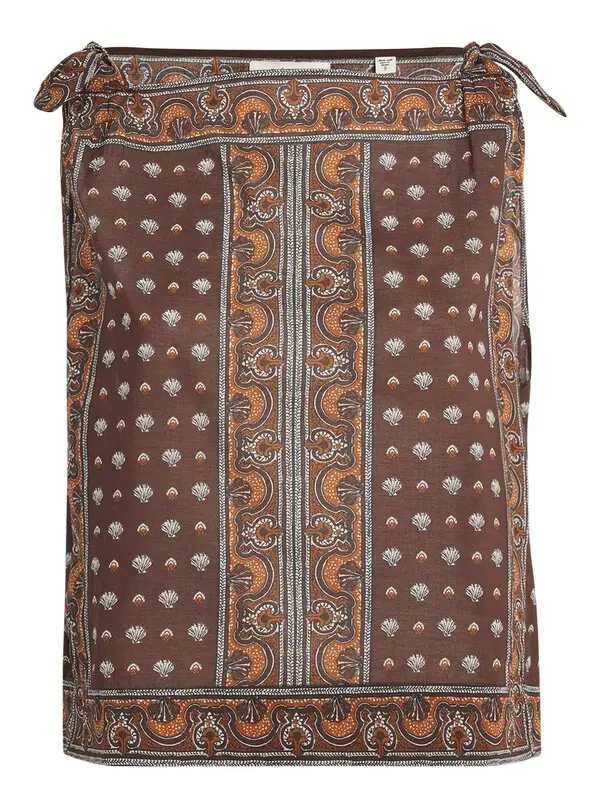 DÔEN Organic Cotton Amalia Top With Foulard De La Mer Print - Brown